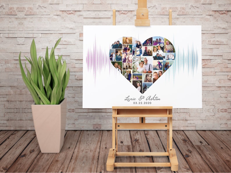 Heart Photo Collage Sound Wave Heart Photo Collage Custom - Etsy