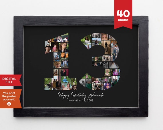 Black 13th Photo Collage 13.geburtstag 13th Birthday Gift - Etsy