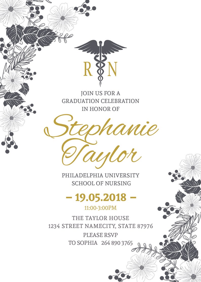 RN Nursing Graduation Invitation Nursing School Graduation | Etsy