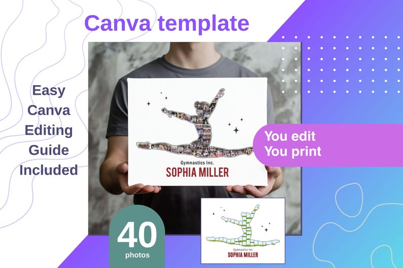 Editable Gymnastics Photo Collage Canva Template | Senior Gymnast ...