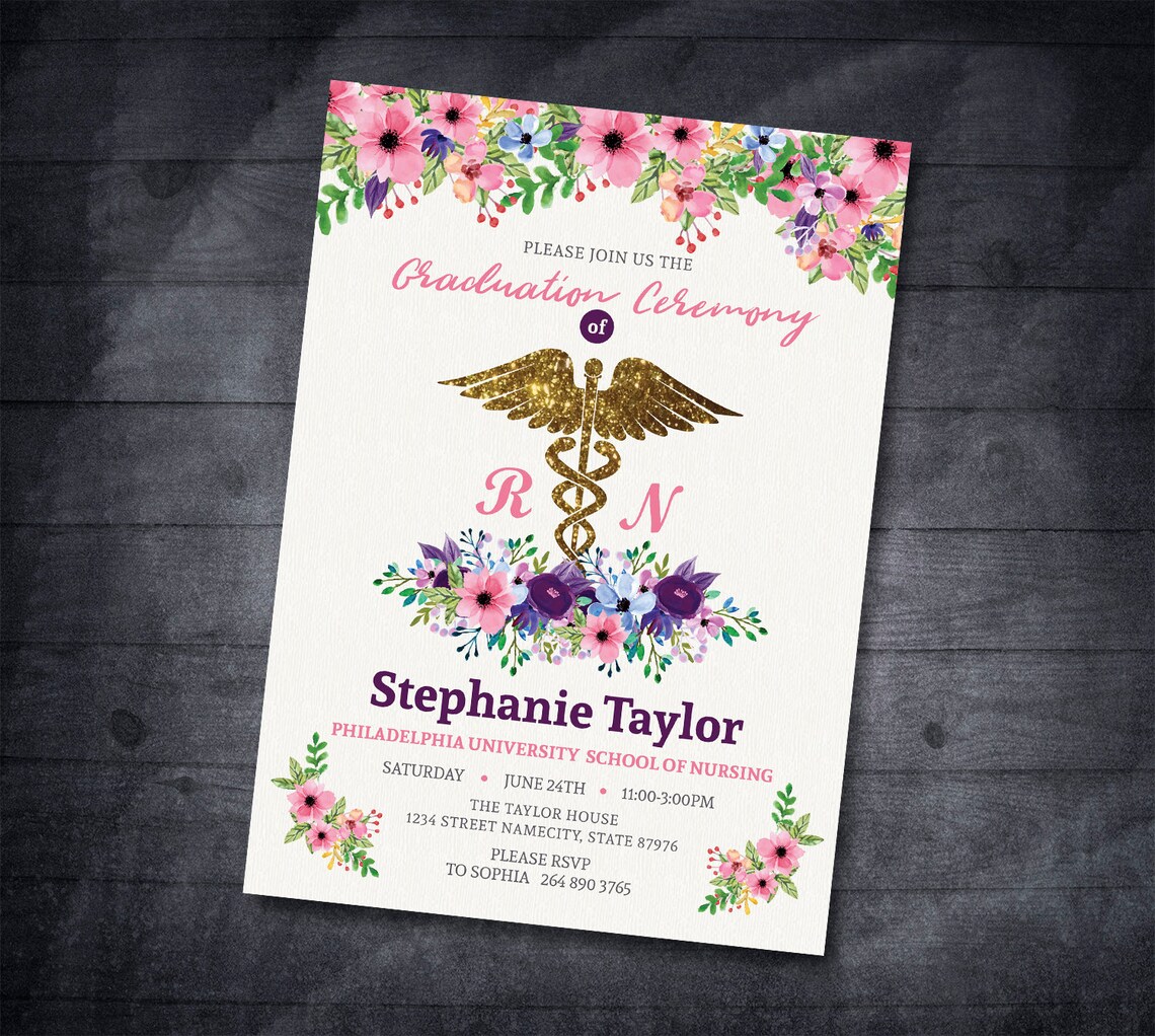 RN Nursing Graduation Invitation Nursing School Graduation | Etsy