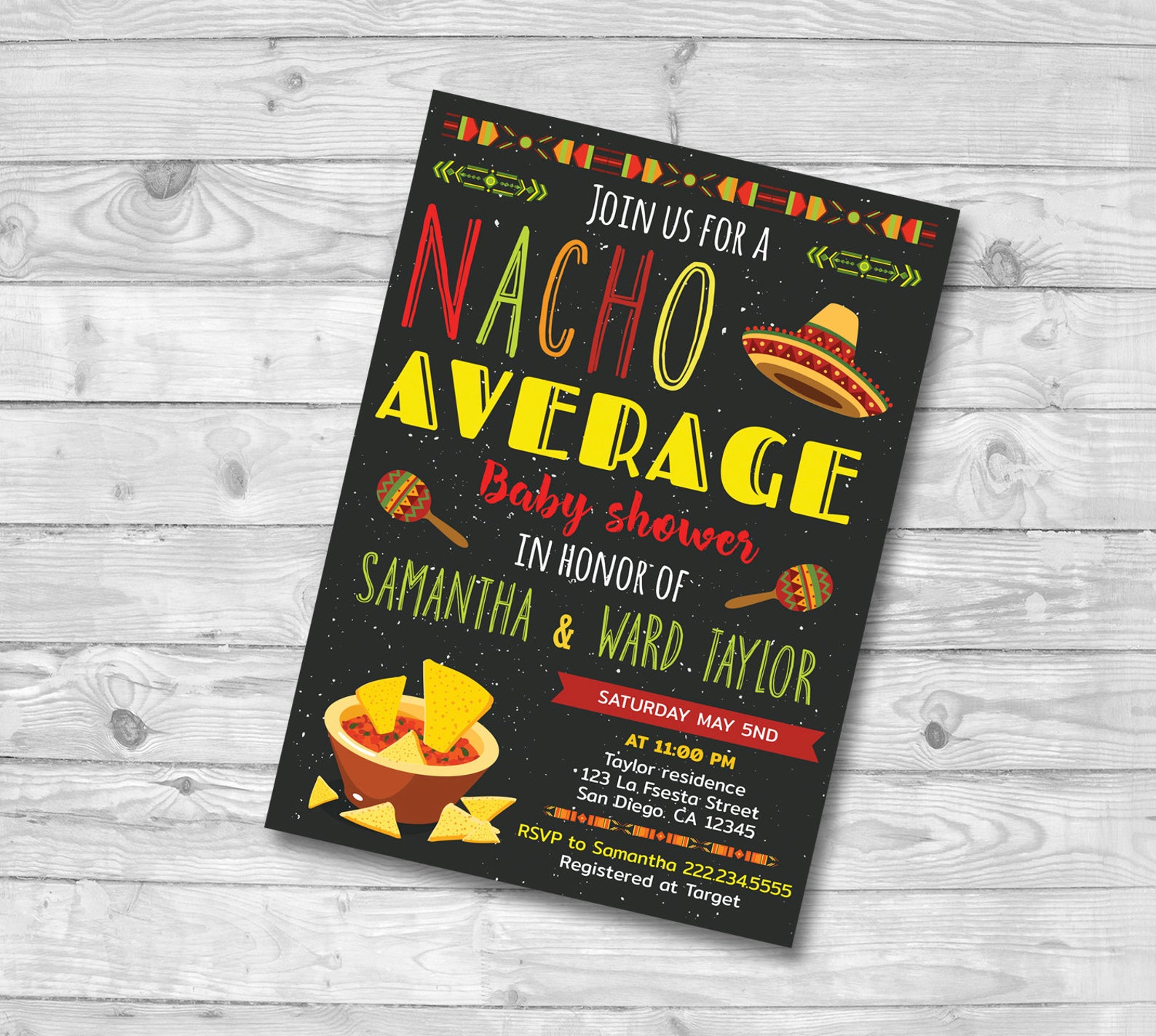 Nacho Average Shower Invitation Fiesta Birthday Invitation - Etsy