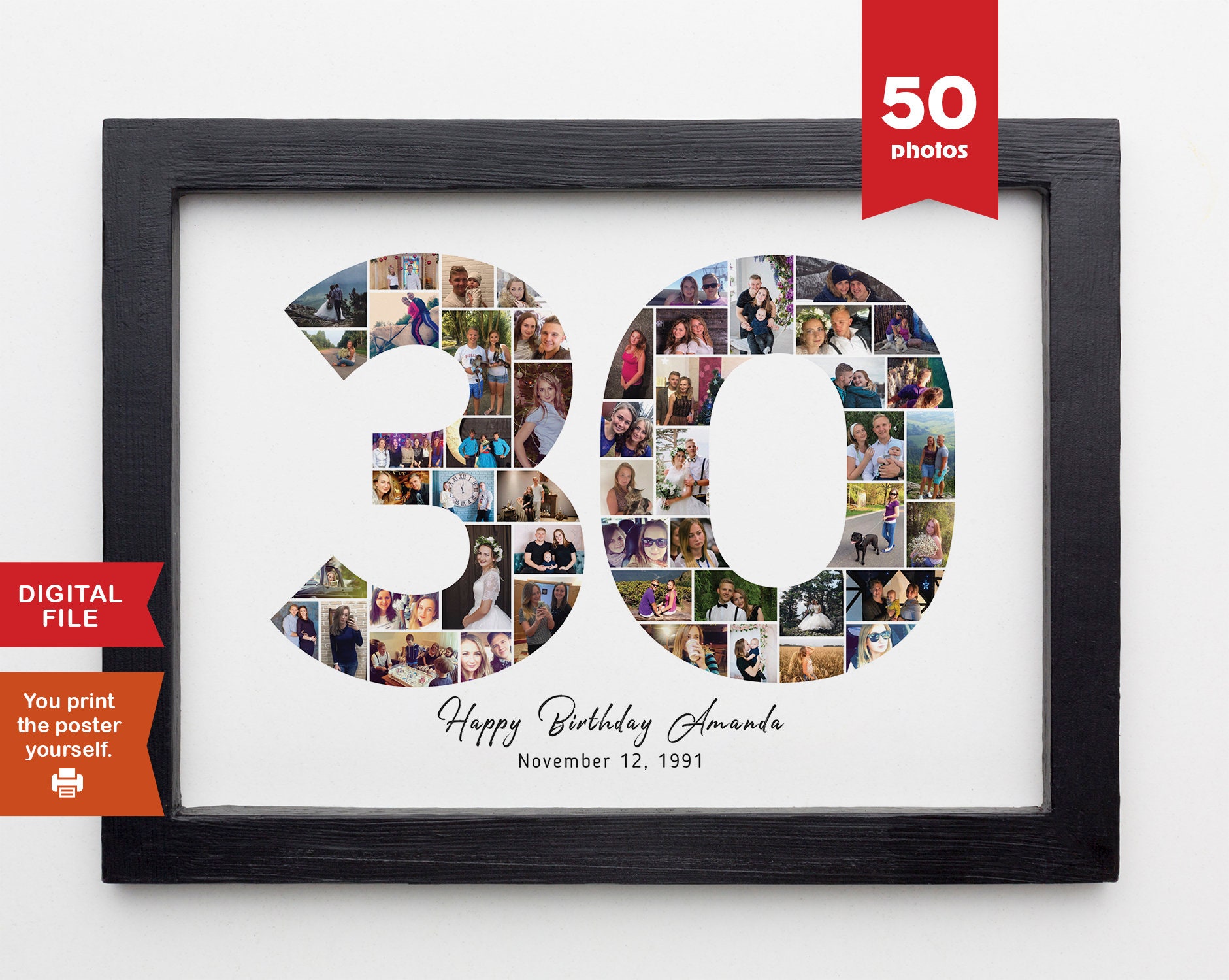 Thirty Photo Collage 30th Birthday Photo Collage 30th Gift - Etsy