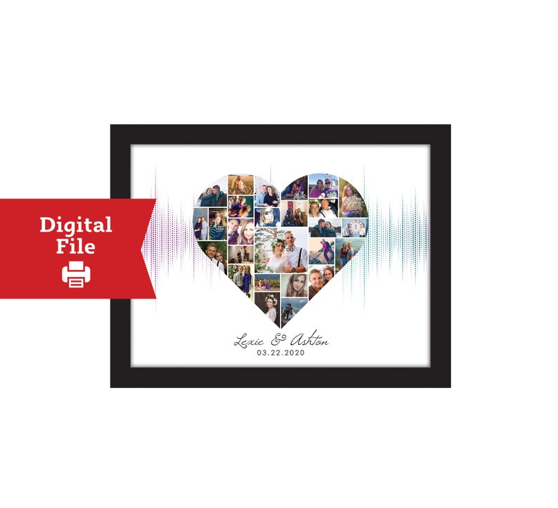Heart Photo Collage Sound Wave Heart Photo Collage Custom - Etsy