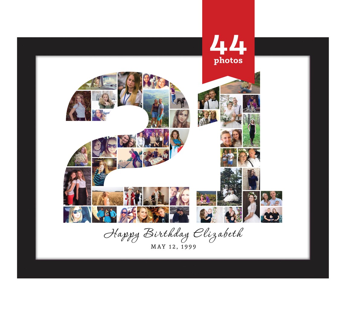 21th Birthday Photo Collage 21th Birthday Gift 21th - Etsy