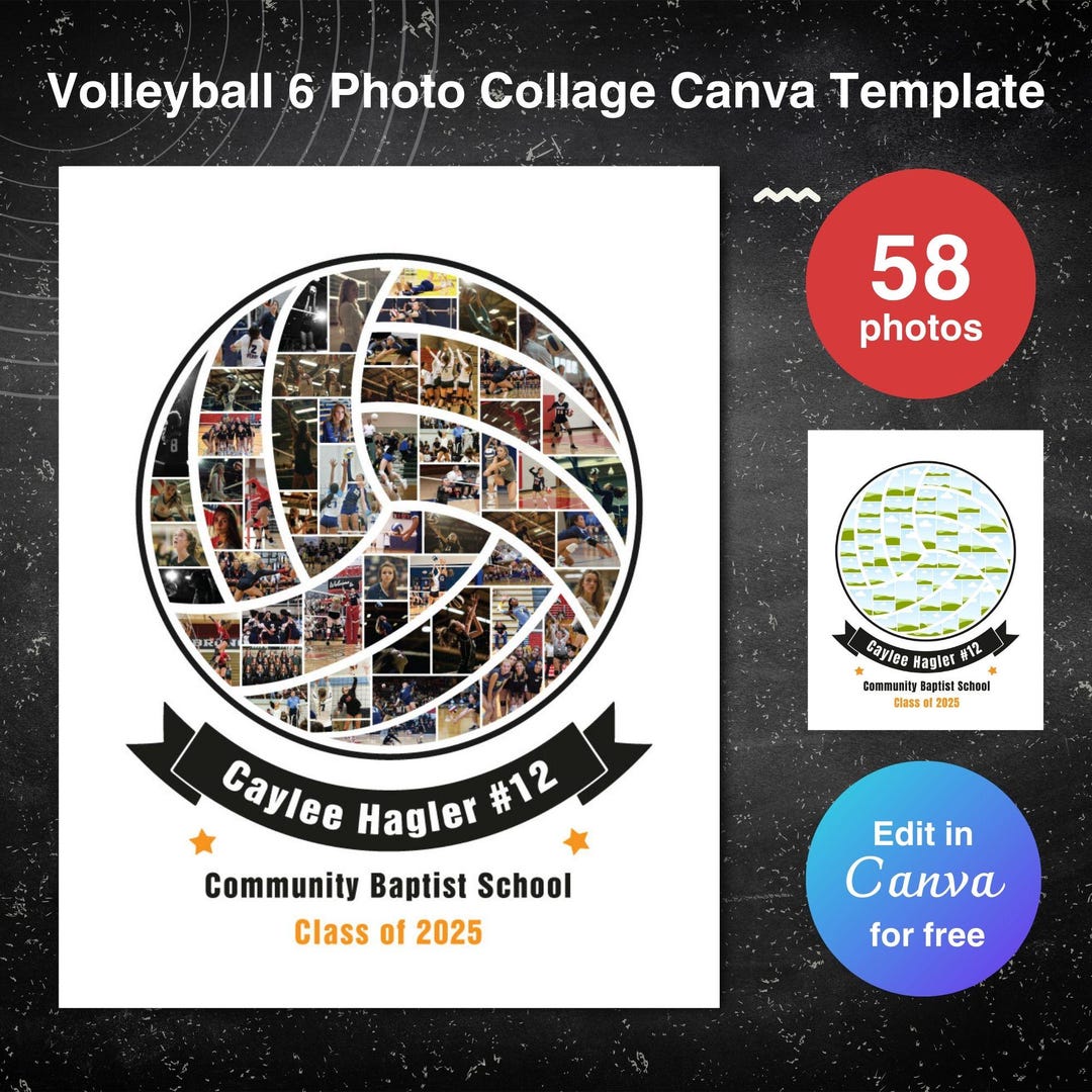 Girl Volleyball Photo Collage Template Canva Photo Collage Canva Sports ...