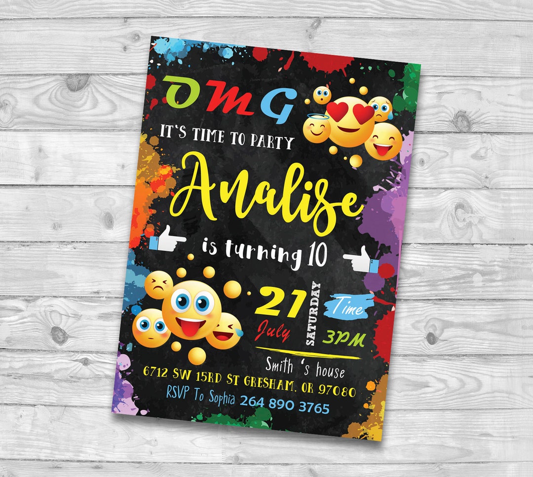 Emoji Art Birthday Invitation, Emoji Birthday Invitations, Smile ...
