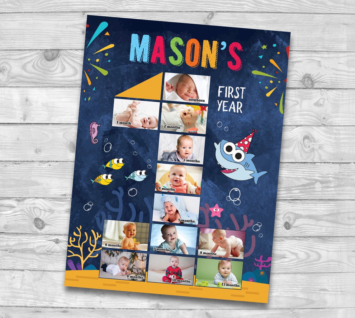 First 12 Months Collage 1st Birthday Photo Poster First Year - Etsy