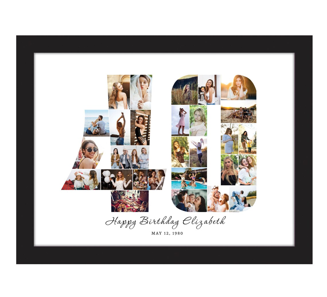 40th Birthday Photo Collage 40th Birthday Gift 40th - Etsy