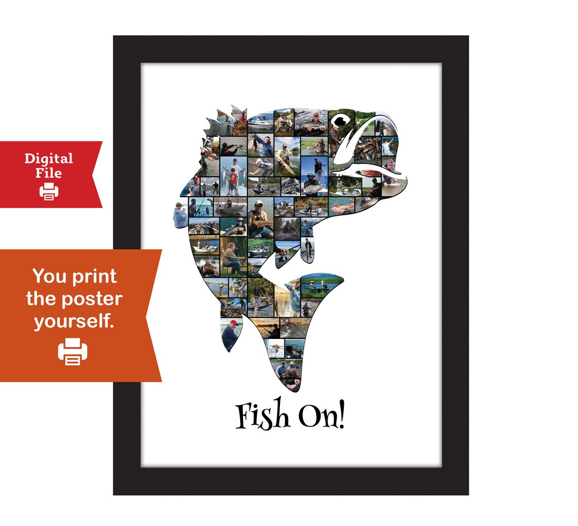 Custom Fish Photo Collage Bass Fish Photo Collage Fishing - Etsy