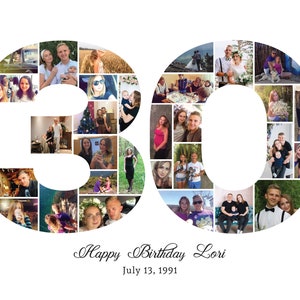 30th Birthday Photo Collage, 30th Birthday Gift, 30th Anniversary Gift ...