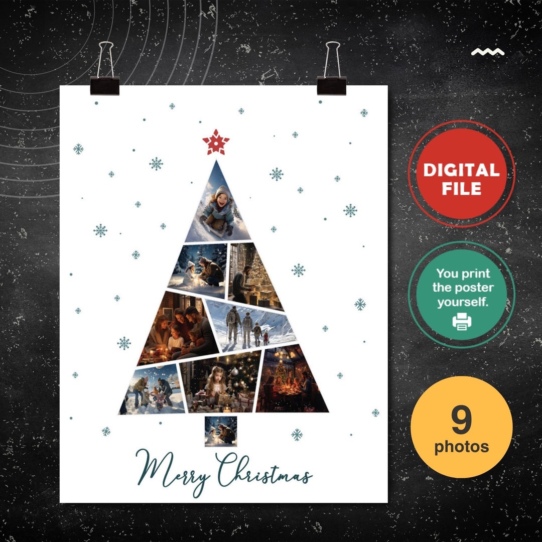Christmas Poster Christmas Sign Christmas Tree Photo Collage - Etsy