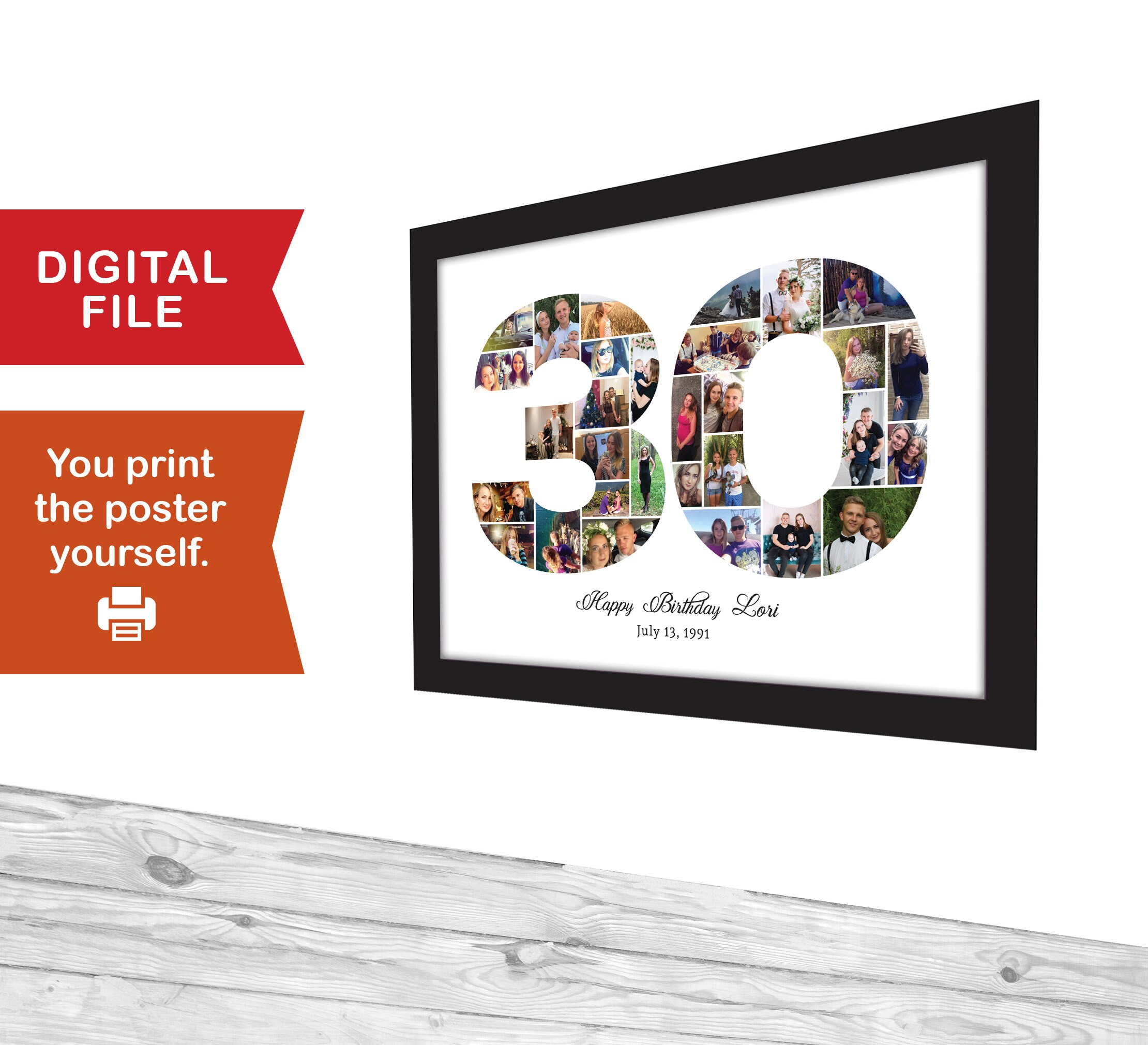 30th Birthday Photo Collage 30th Birthday Gift 30th - Etsy
