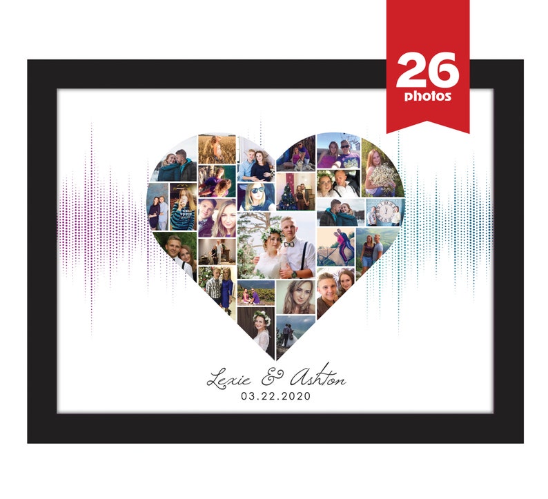 Heart Photo Collage Sound Wave Heart Photo Collage Custom - Etsy