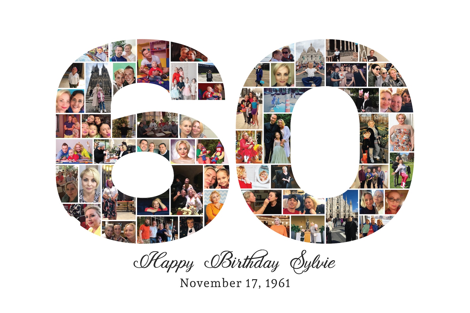 60th Birthday Photo Collage 60th Birthday Gift Number Photo Collage ...
