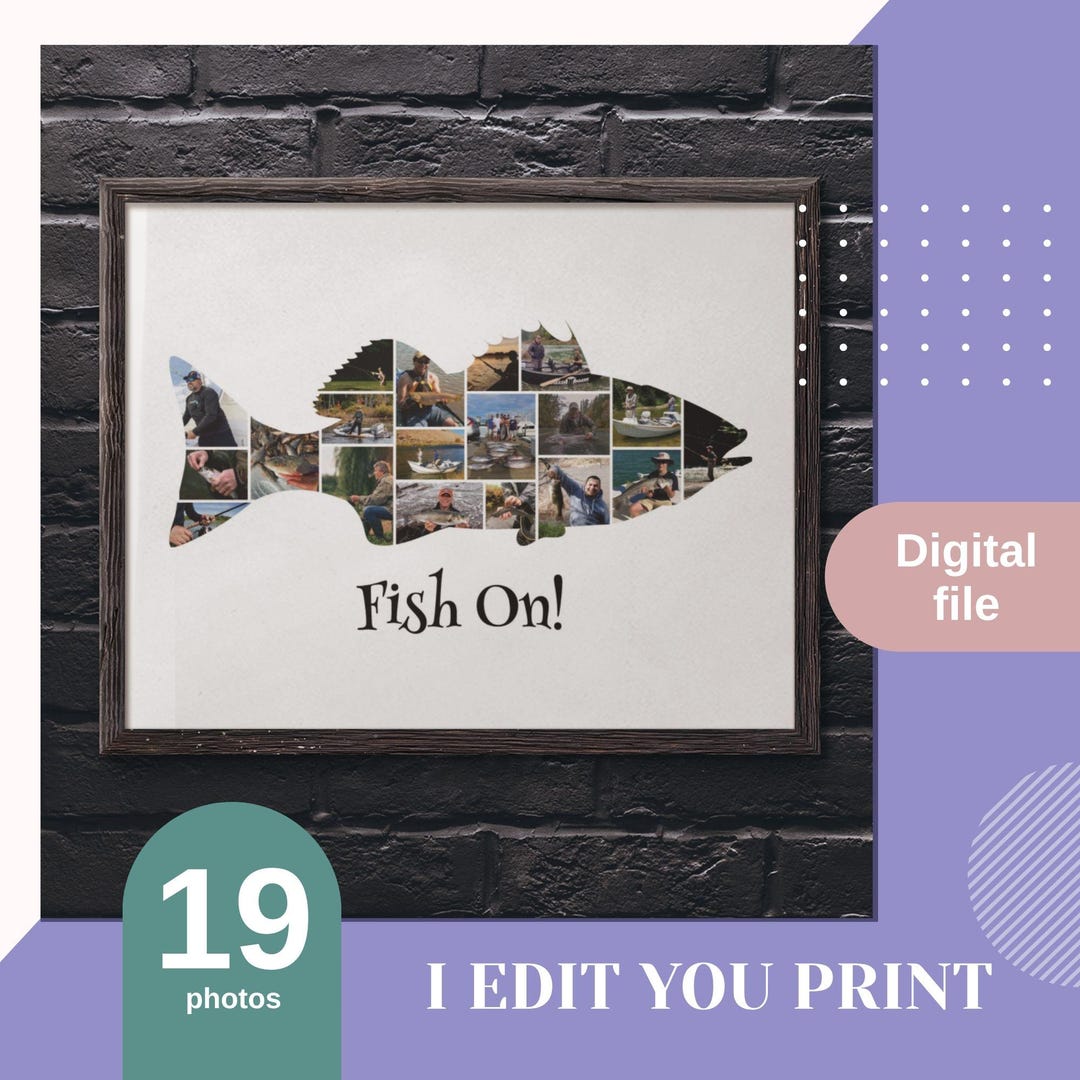 Custom Fish Photo Collage Fishing Gifts Fathers Day Fishing Fisherman ...