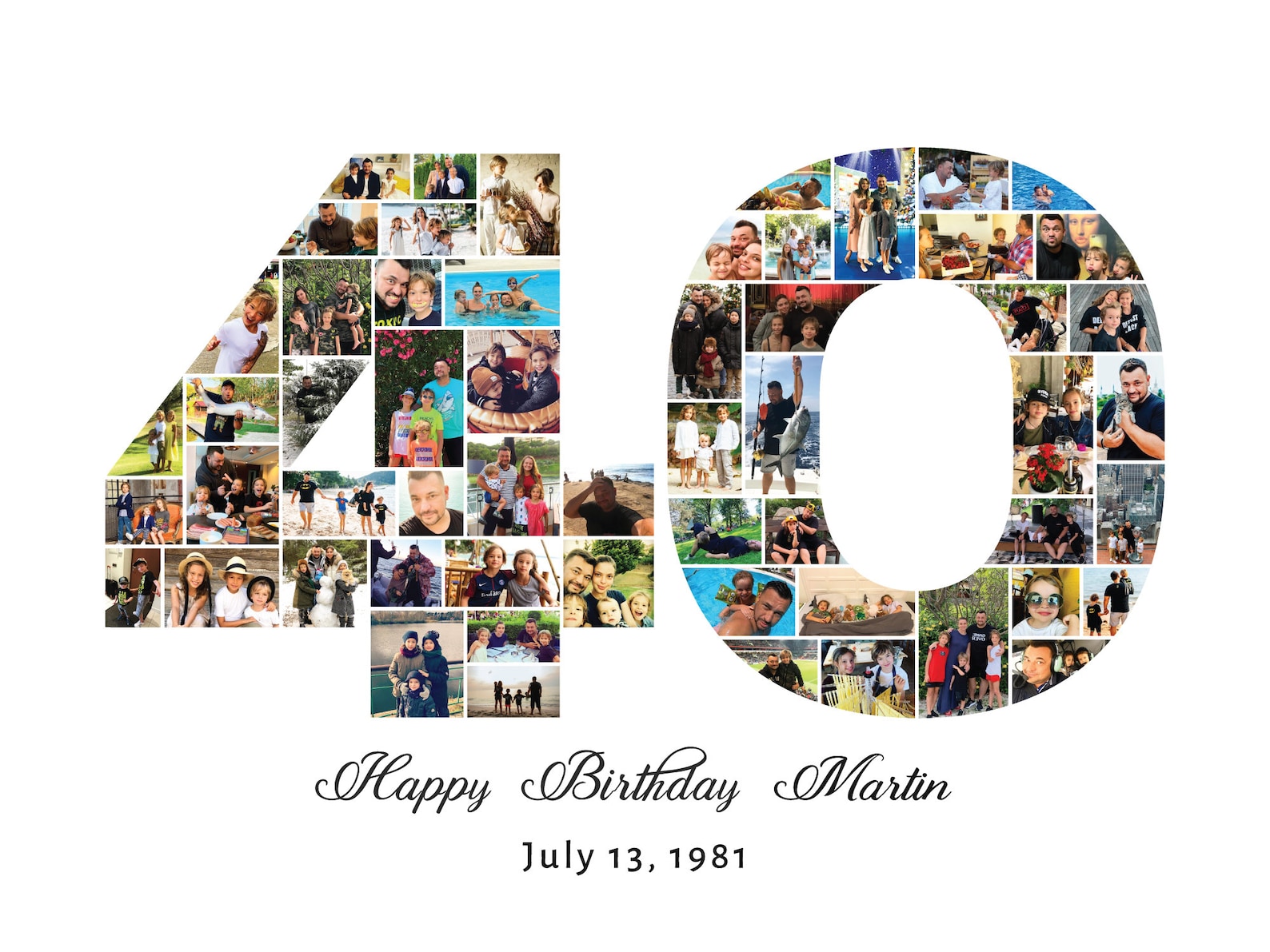 40th Birthday Photo Collage 40th Birthday Gift 40th - Etsy