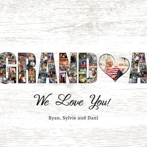 Wooden Background Grandma Photo Collage, Personalized Perfect Gift for ...