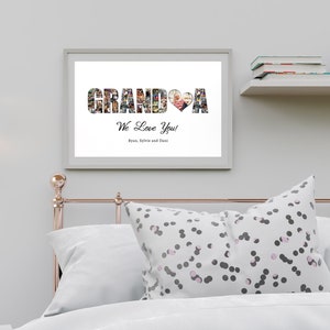 Wooden Background Grandma Photo Collage, Personalized Perfect Gift for ...