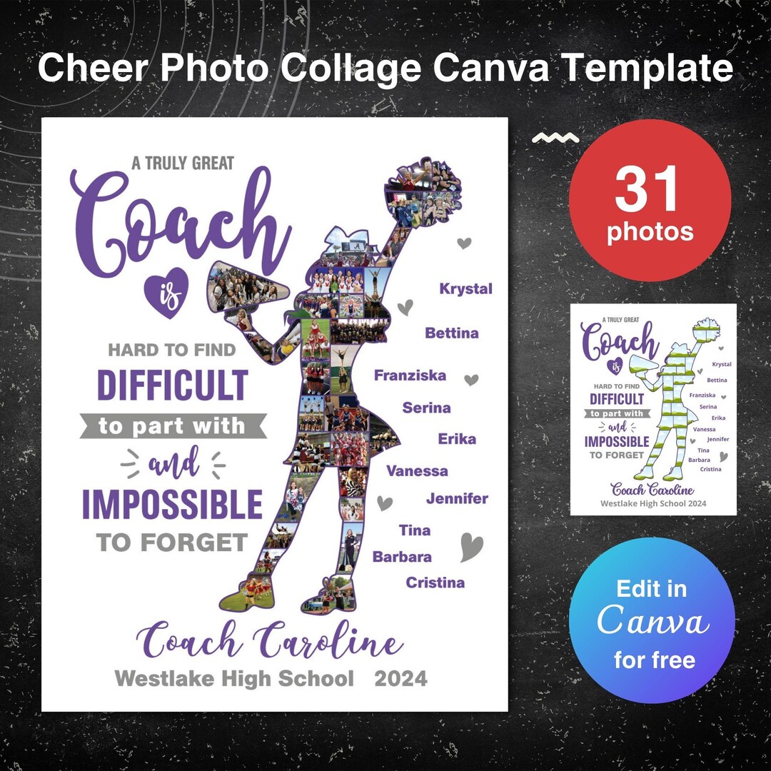 Senior Cheer Gifts Photo Collage Template Cheerleading Gifts Canva ...