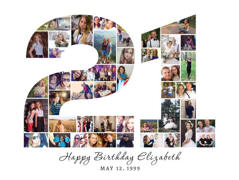21th Birthday Photo Collage 21th Birthday Gift 21th - Etsy