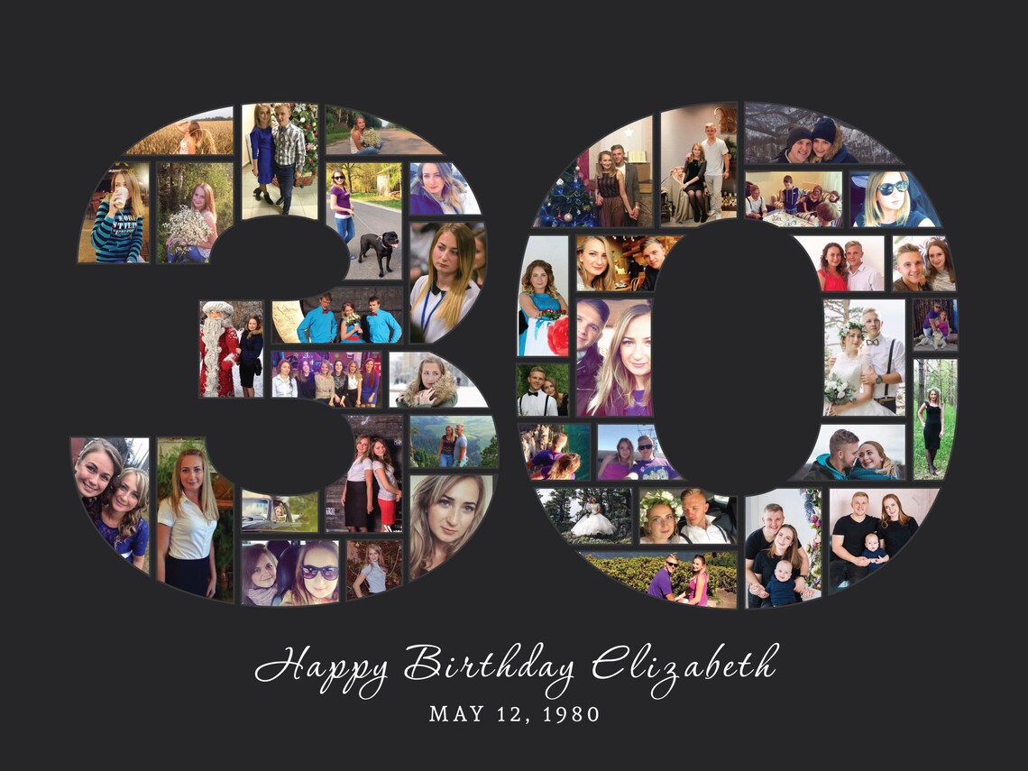 30th Birthday Photo Collage 30th Birthday Gift 30th | Etsy