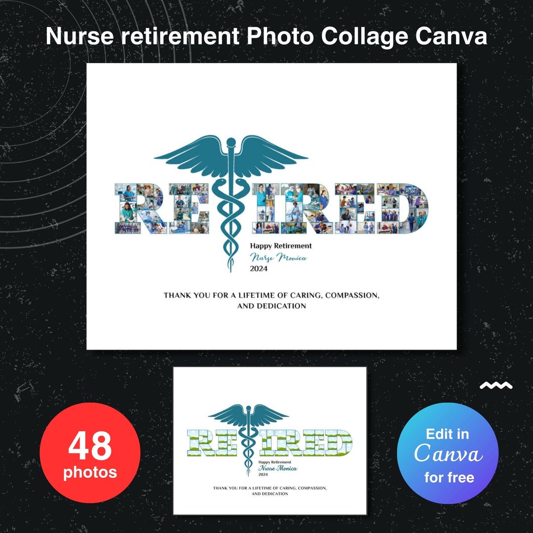 Editable Nurse Retirement Photo Collage Gift, Canva Template - Etsy