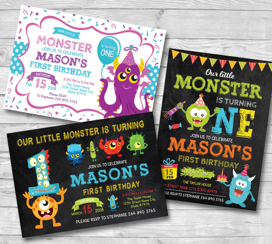 Monster party invitations Little Monster Birthday Invitation | Etsy
