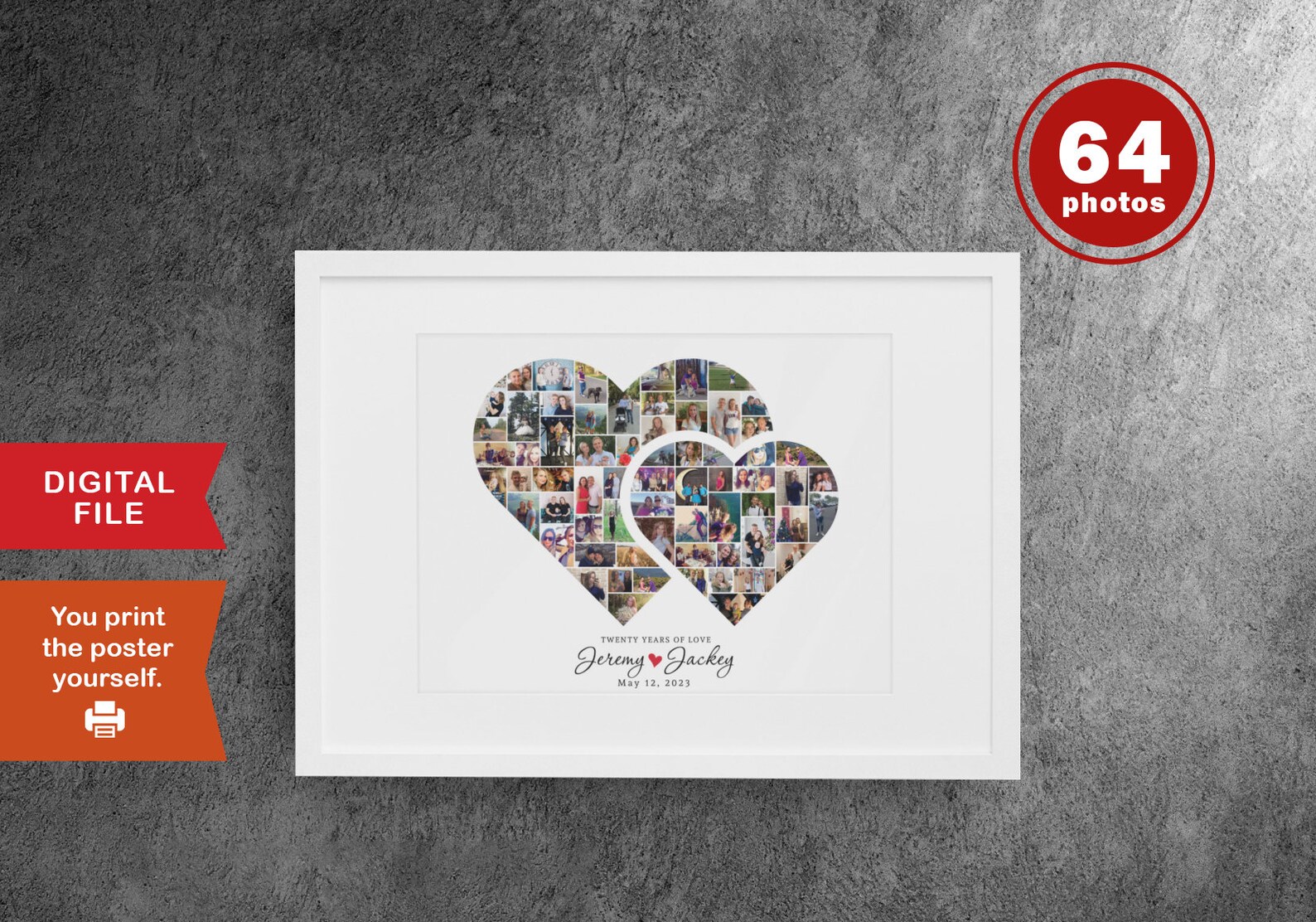 Double Heart Photo Collage Gift for Boyfriend Custom Photo - Etsy