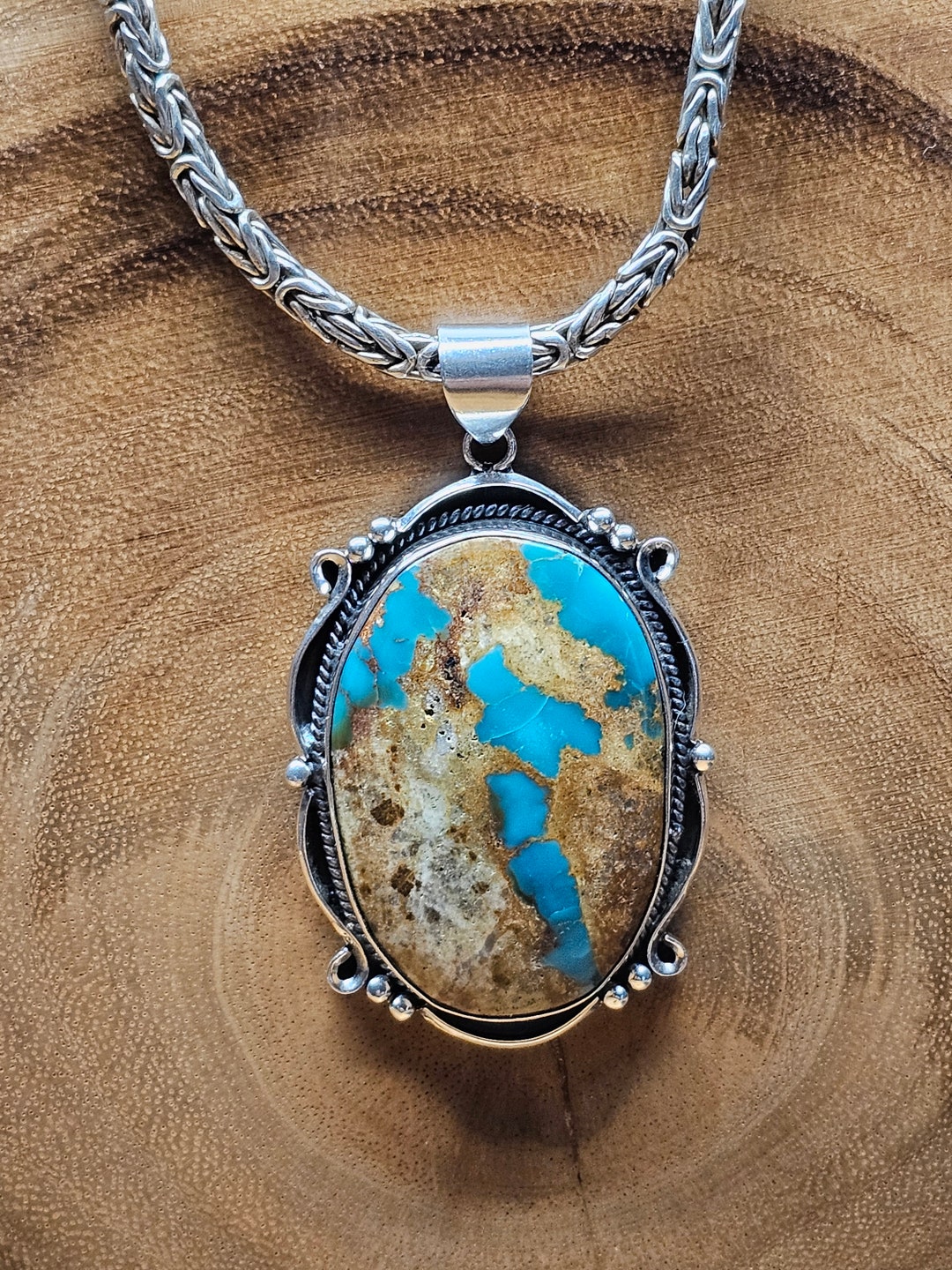 Beautiful Royston Ribbon Turquoise Pendant Set in 925 Sterling Silver ...