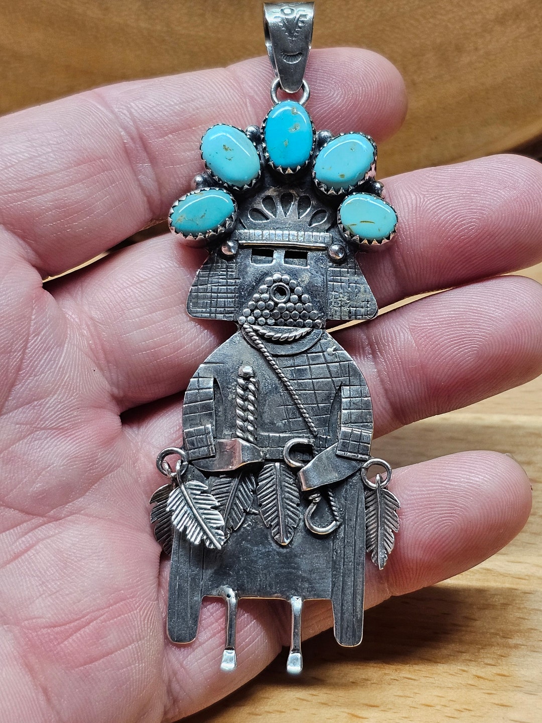 Beautiful Kingman Turquoise Kachina Warrior Handmade With 925 Sterling ...
