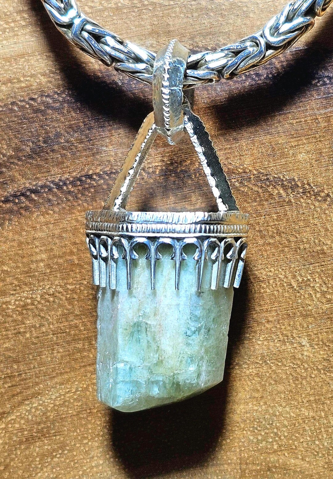 Handmade Aquamarine Crystal Pendant 925 Sterling Silver Cap Etsy