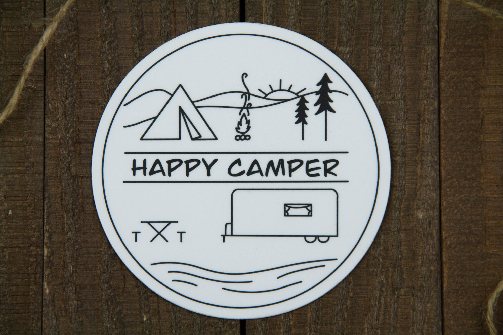 Happy Camper Die-cut Sticker Camping Themed Sticker - Etsy