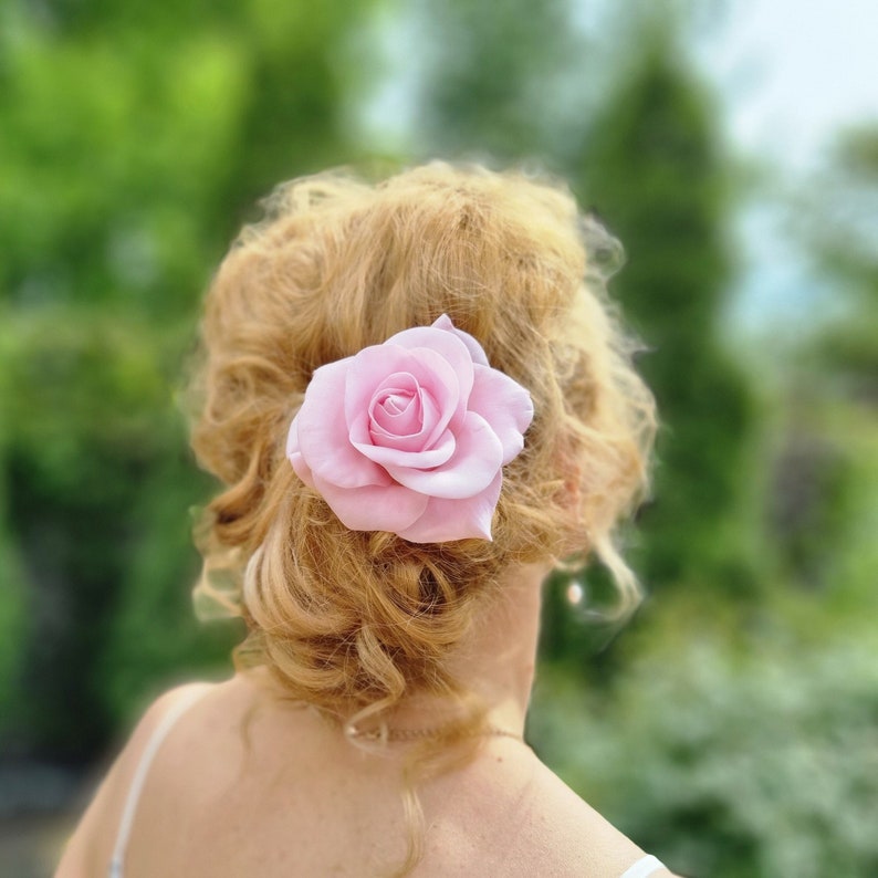 Pink Rose Hair Pin Flower Wedding Hair Pin Rose Bridal - Etsy