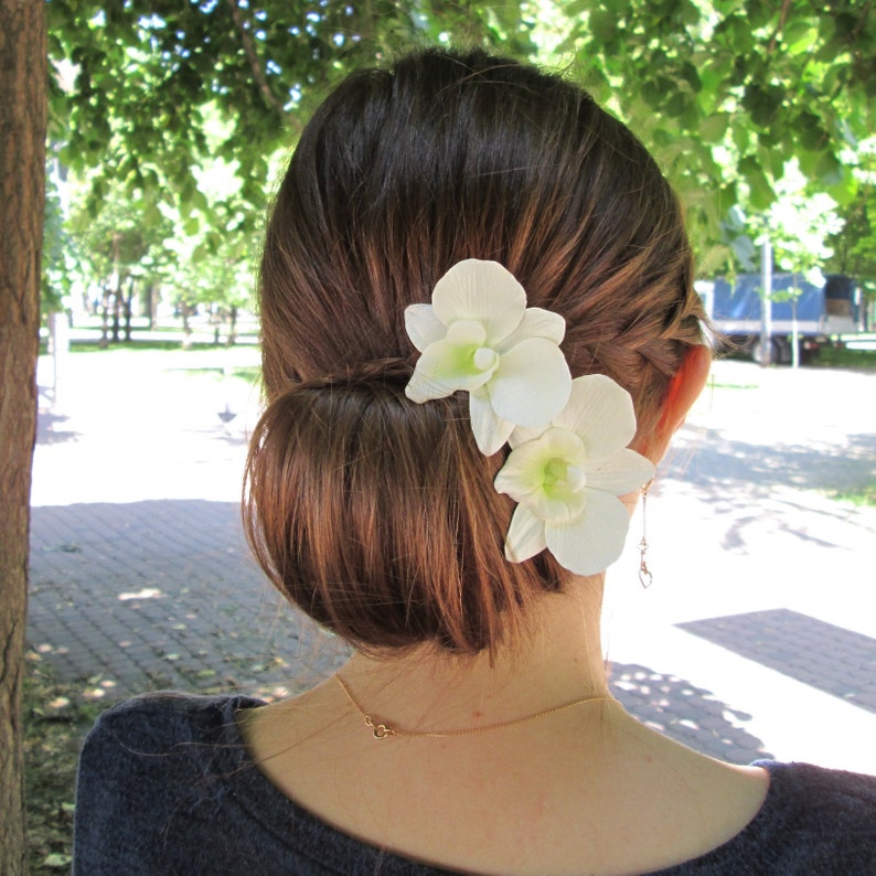 Dendrobium Orchid Hair Pin White Orchid Hairpin Wedding - Etsy
