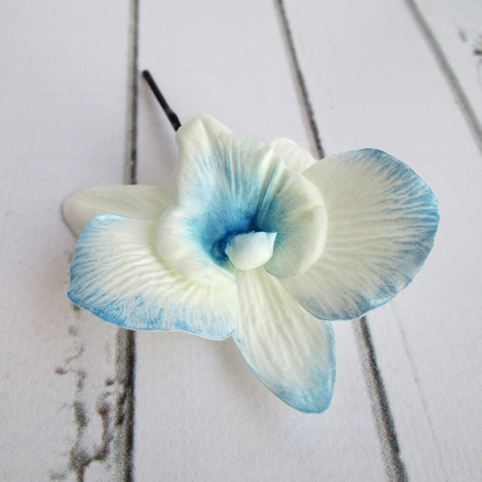 Dendrobium Orchid Hair Pin - Blue Orchid Hairpin - Wedding Hair Flower ...