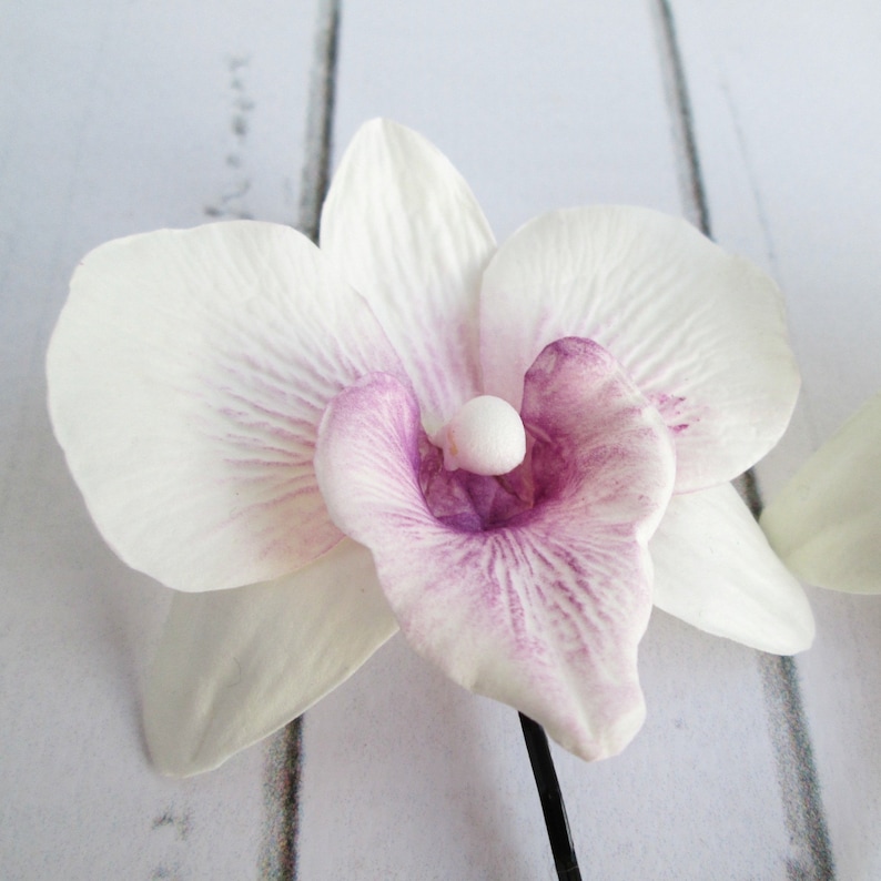 Dendrobium Orchid Hair Pin Purple White Orchid Hairpin - Etsy