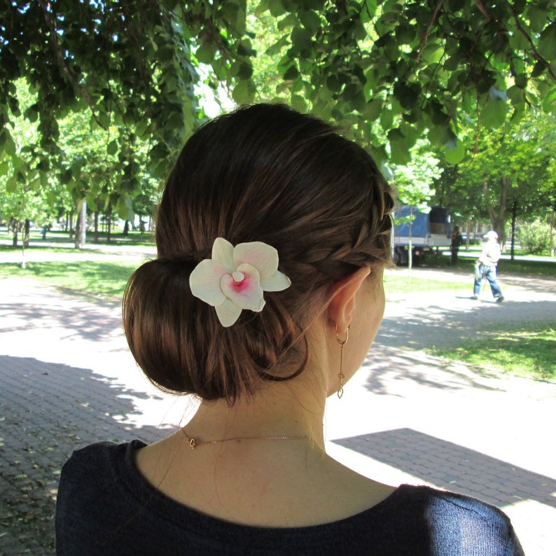 Dendrobium Orchid Hair Pin Pink White Orchid Hairpin | Etsy