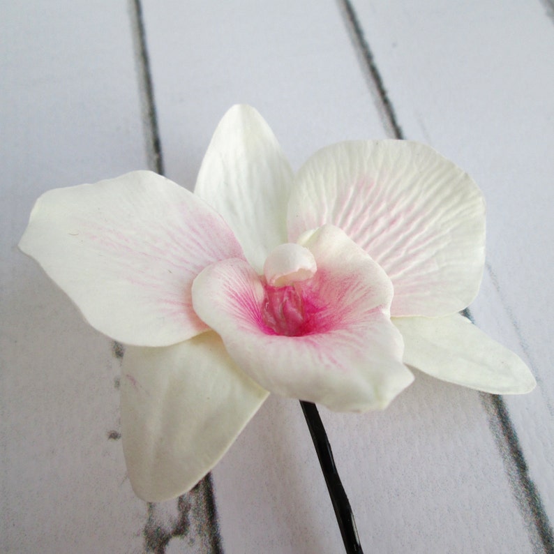 Dendrobium Orchid Hair Pin Pink White Orchid Hairpin | Etsy