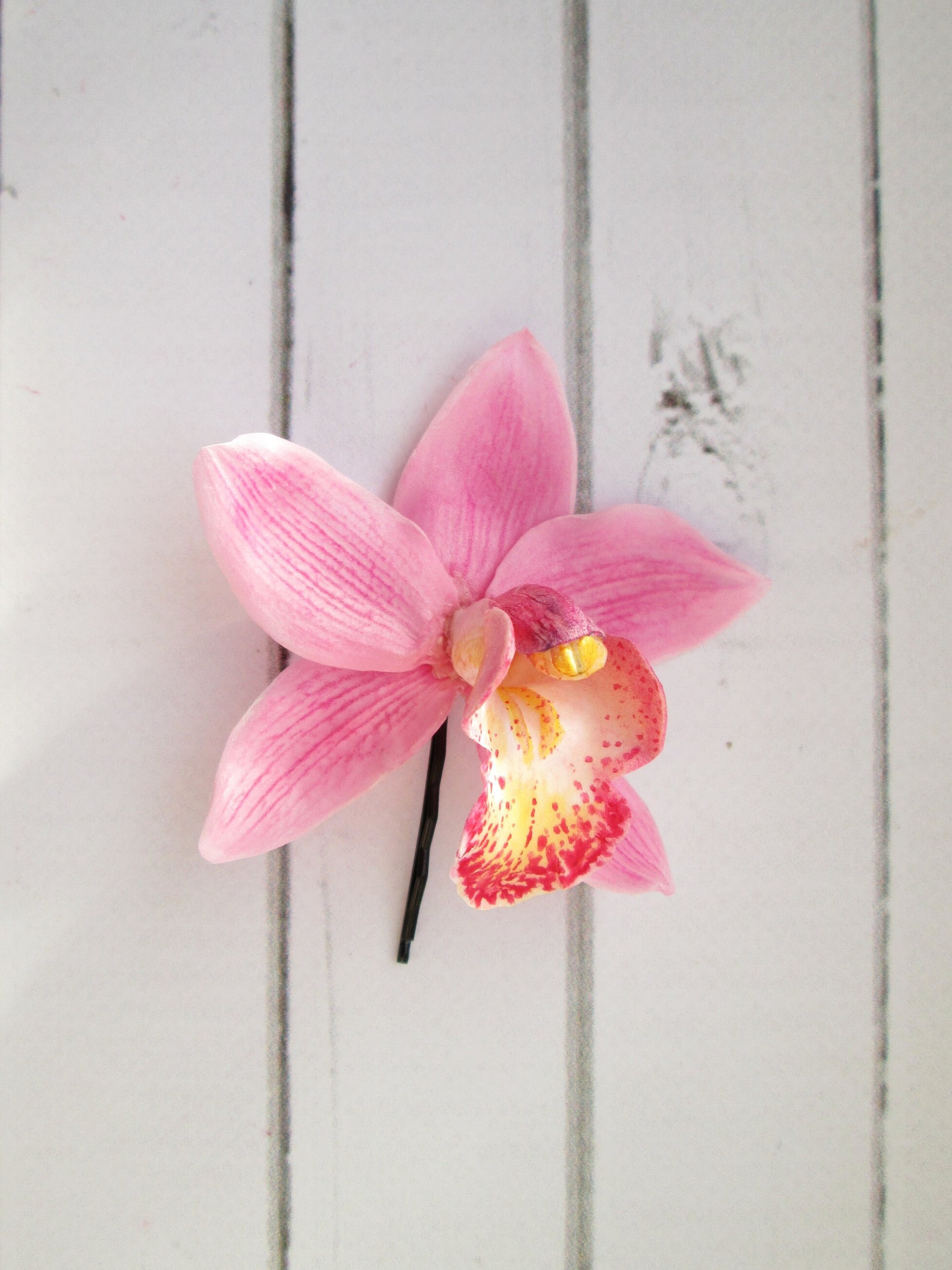 Pink Tropical Orchid Hair Pin - Cymbidium Orchid Bridal Hair Clip ...