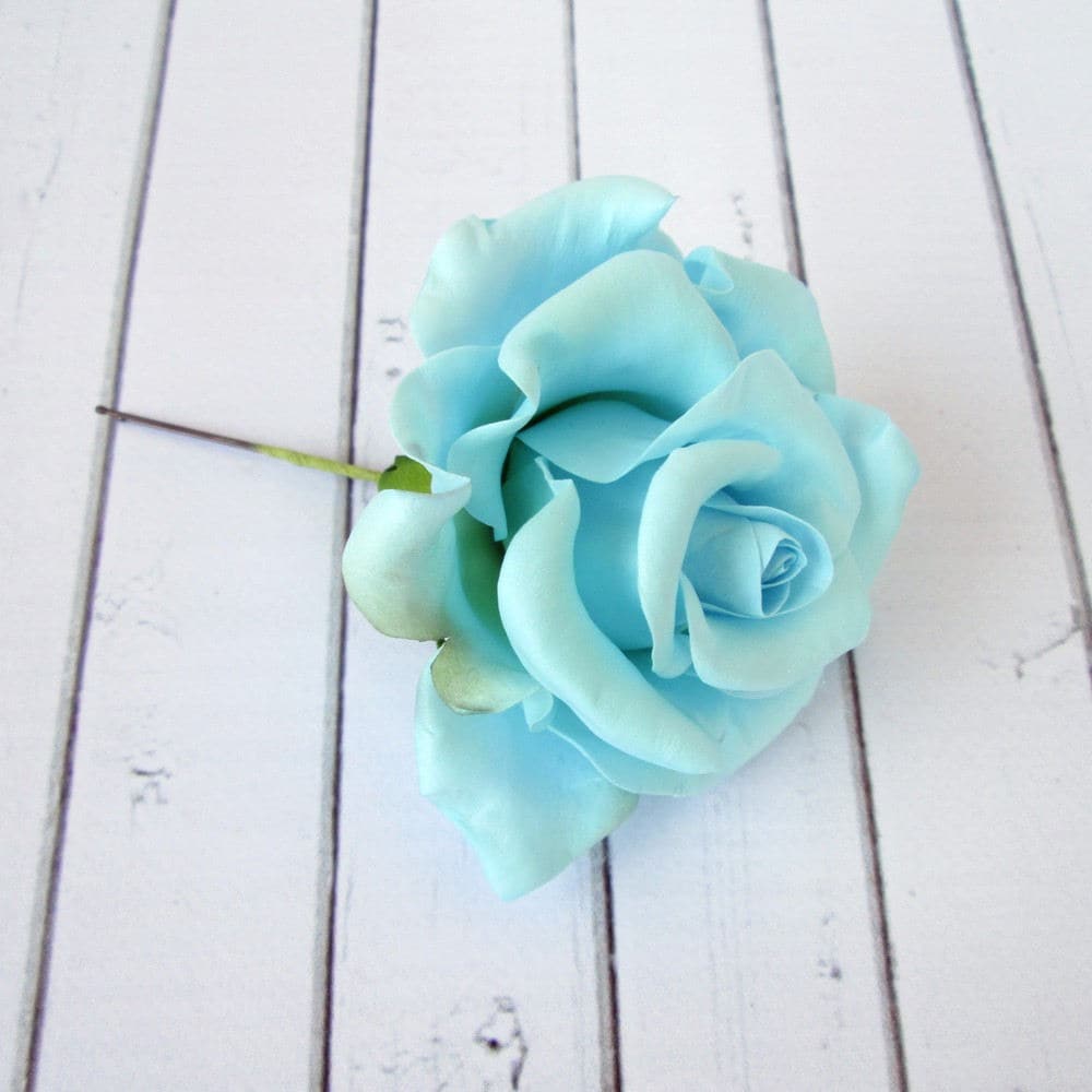 Light Blue Rose Hair Pin Aquamarine Rose Flower Hairpin - Etsy
