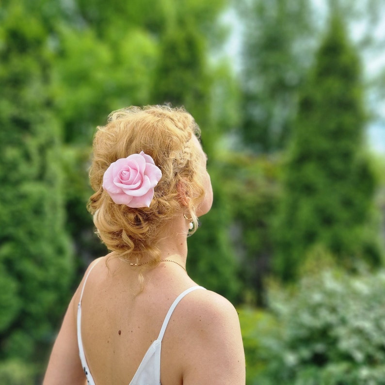 Pink Rose Hair Pin Flower Wedding Hair Pin Rose Bridal - Etsy
