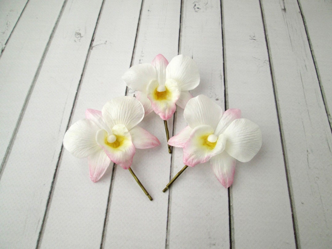 Dendrobium Orchid Hair Pin - Real Touch Orchid Wedding Hair Clips ...