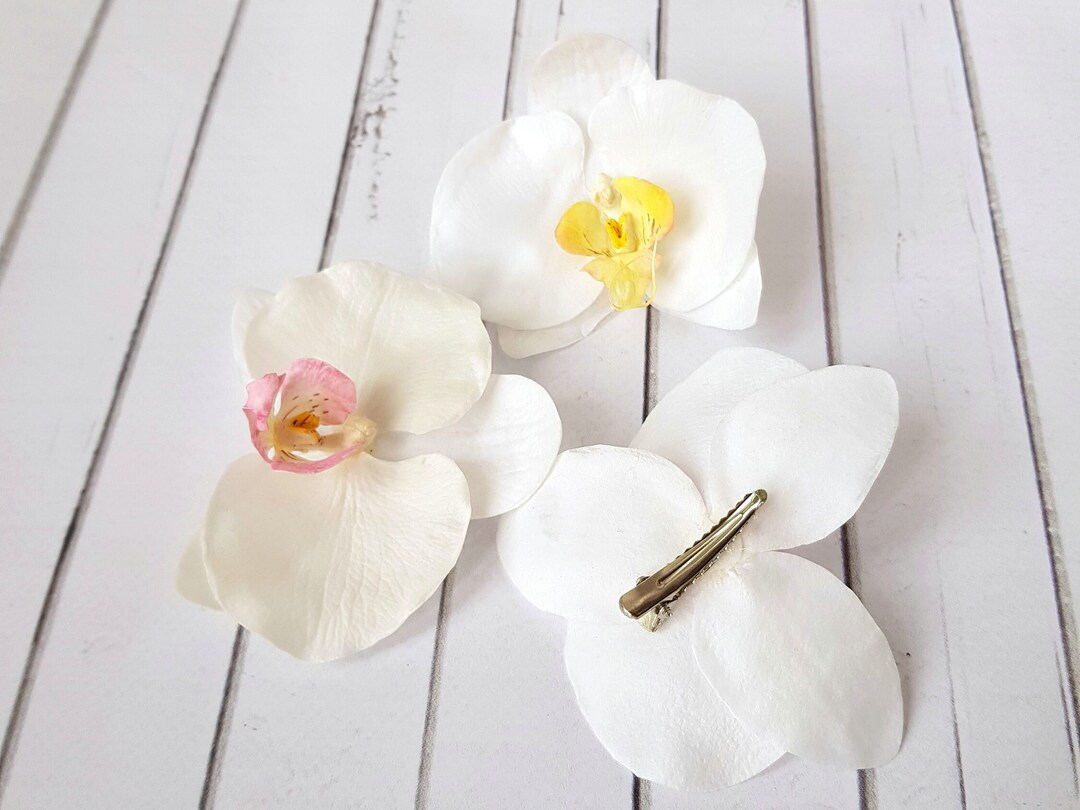 White Orchid Wedding Hair Pin Bridal Hair Flowers Decoration Wedding ...