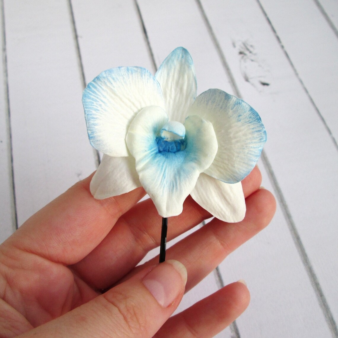 Dendrobium Orchid Hair Pin Blue Orchid Hairpin Wedding | Etsy