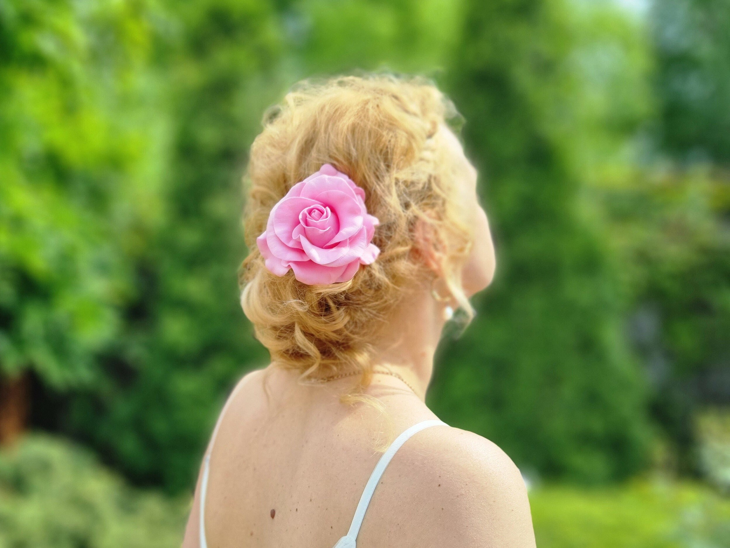 Pink Rose Hairpin - Flowers Hair Pin Aaccessories - Rose Hair Piece ...