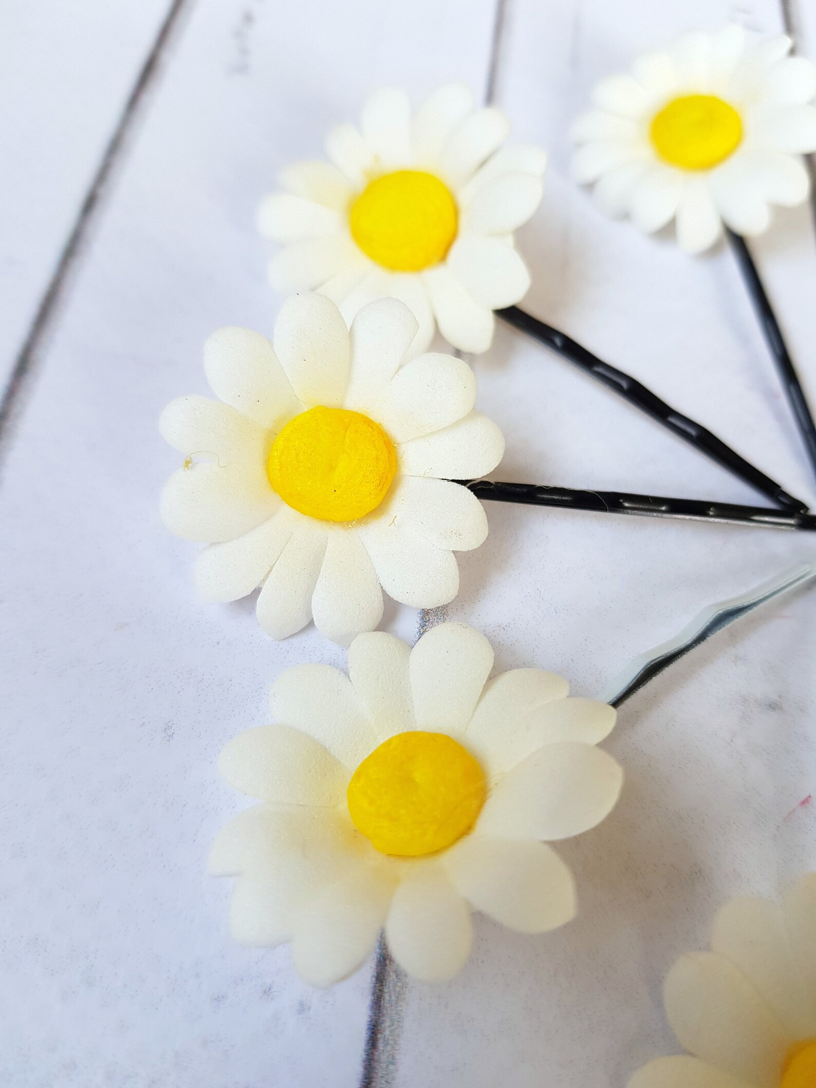 Set White Daisies Hair Pin Accessories Daisy Flower Hair - Etsy