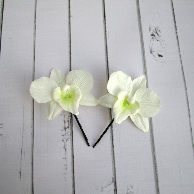 Dendrobium Orchid Hair Pin White Orchid Hairpin Wedding - Etsy