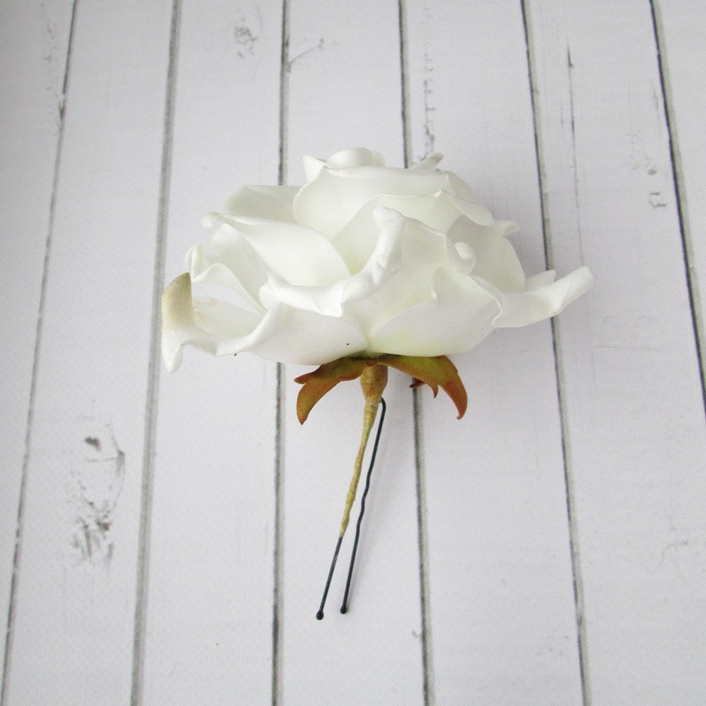 White Rose Hairpin Rose Flower Hair Pin Accessories | Etsy