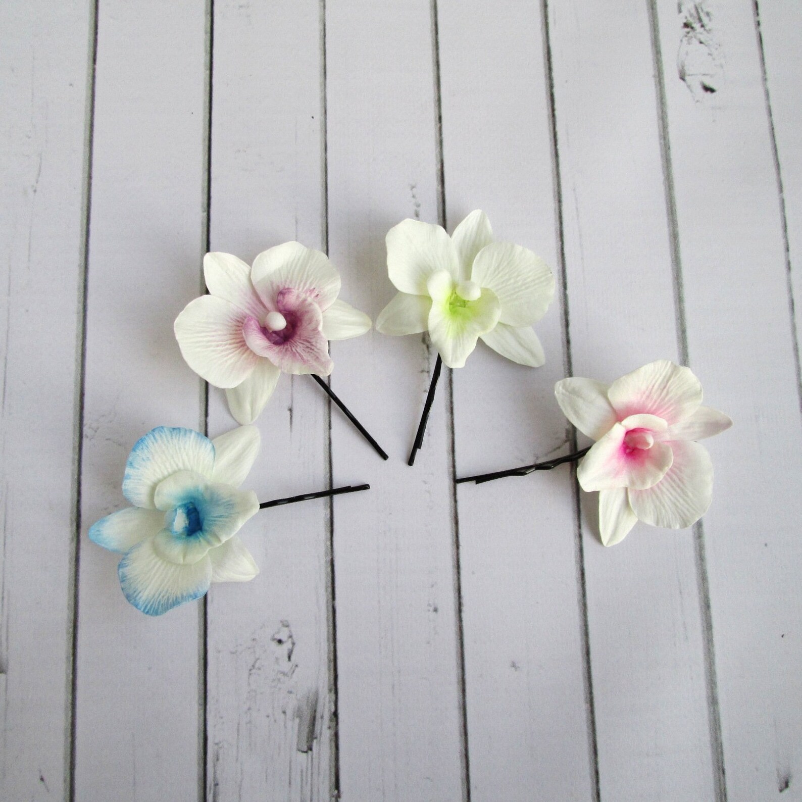 Dendrobium Orchid Hair Pin - Blue Orchid Hairpin - Wedding Hair Flower ...